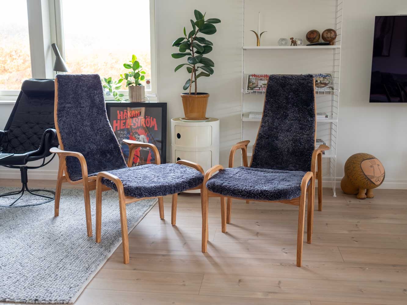 Lamino med fotpall oljad ek Charcoal — Reprobruket